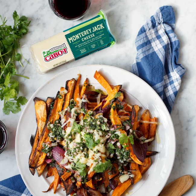 Roasted Sweet Potato Poutine with Chimichurri – Cabot Creamery