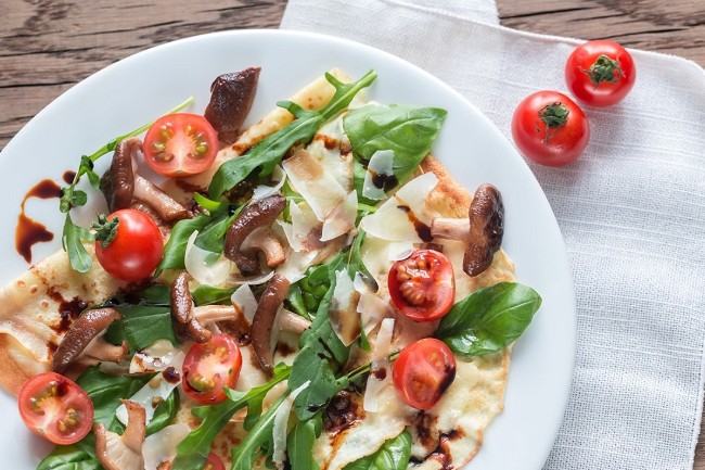 Fresh Savoury Crepes with Balsamic Drizzle