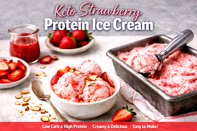Keto Strawberry Protein Ice Cream - KetoShop.com