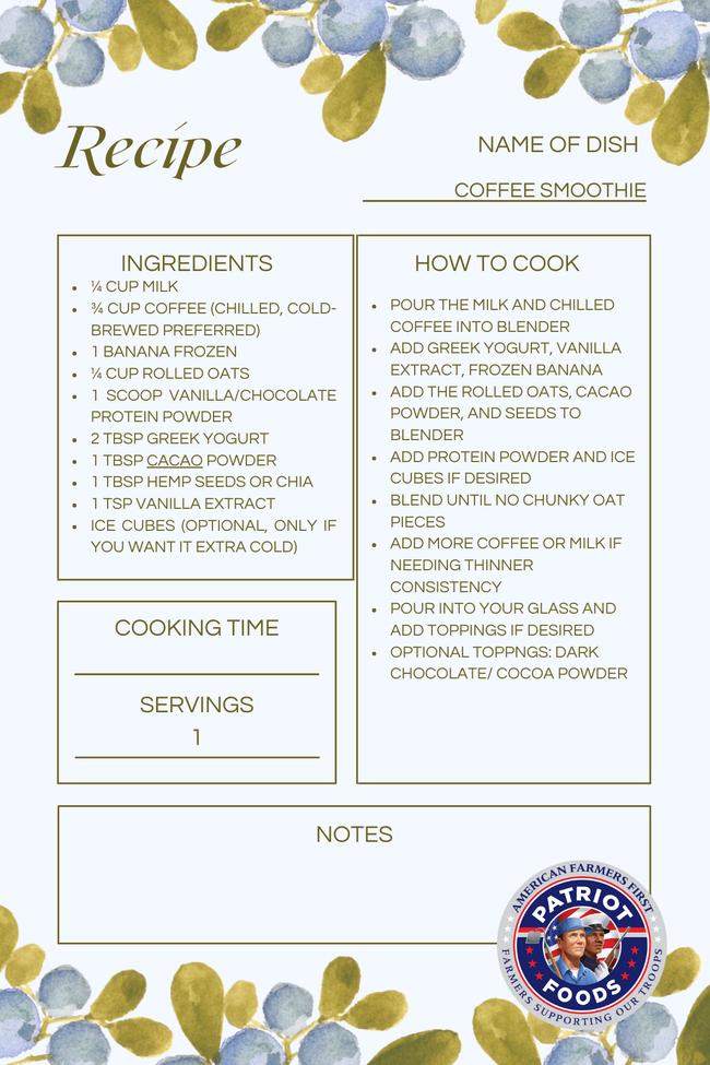 Coffee Smoothie – Patriot Foods, Inc.